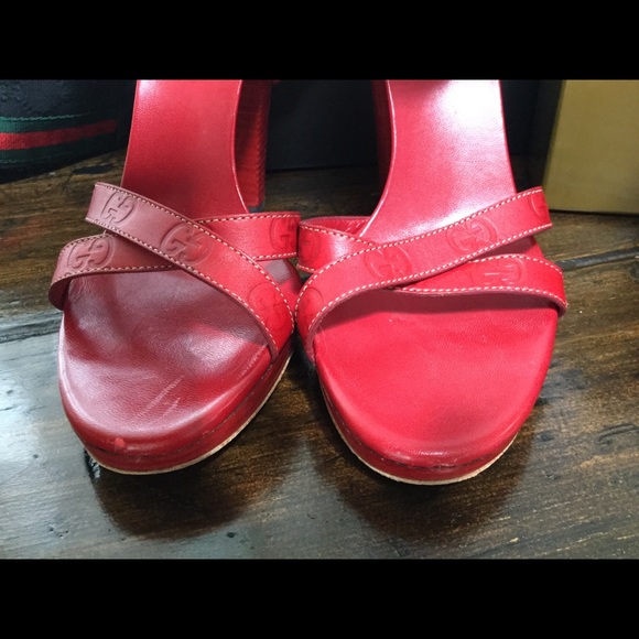 Gucci | Shoes | Gucci Red Leather Sandals Made In Italy | Poshmark